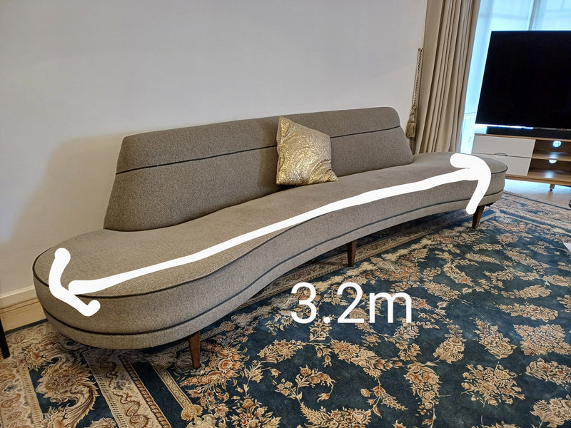 Authentic Rudowski couch 3.2m long curved 1960s original grey fabric ...