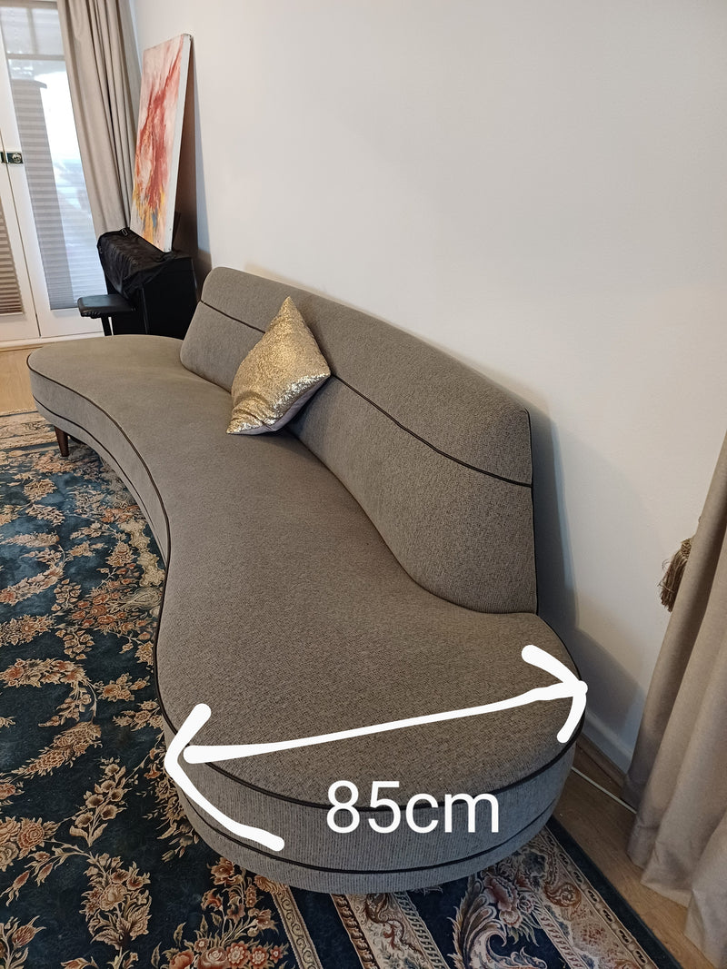 Authentic Rudowski couch 3.2m long curved 1960s original grey fabric ...