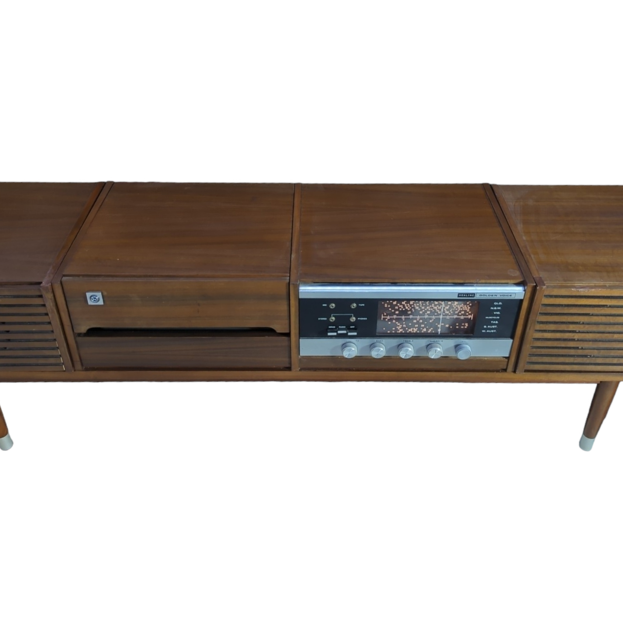 Australian golden voice healing Radiogram & sideboard mid century waln ...