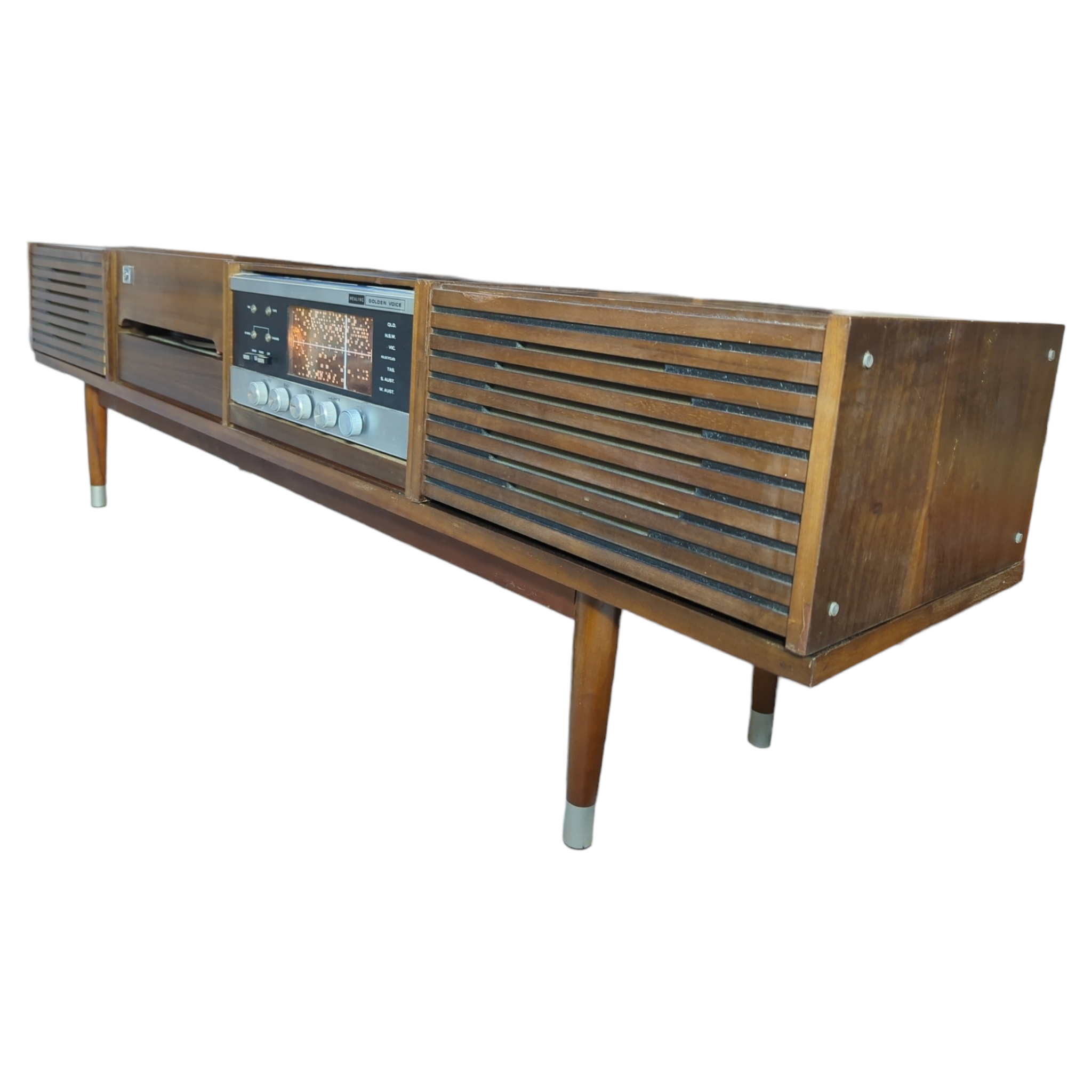Australian golden voice healing Radiogram & sideboard mid century waln ...