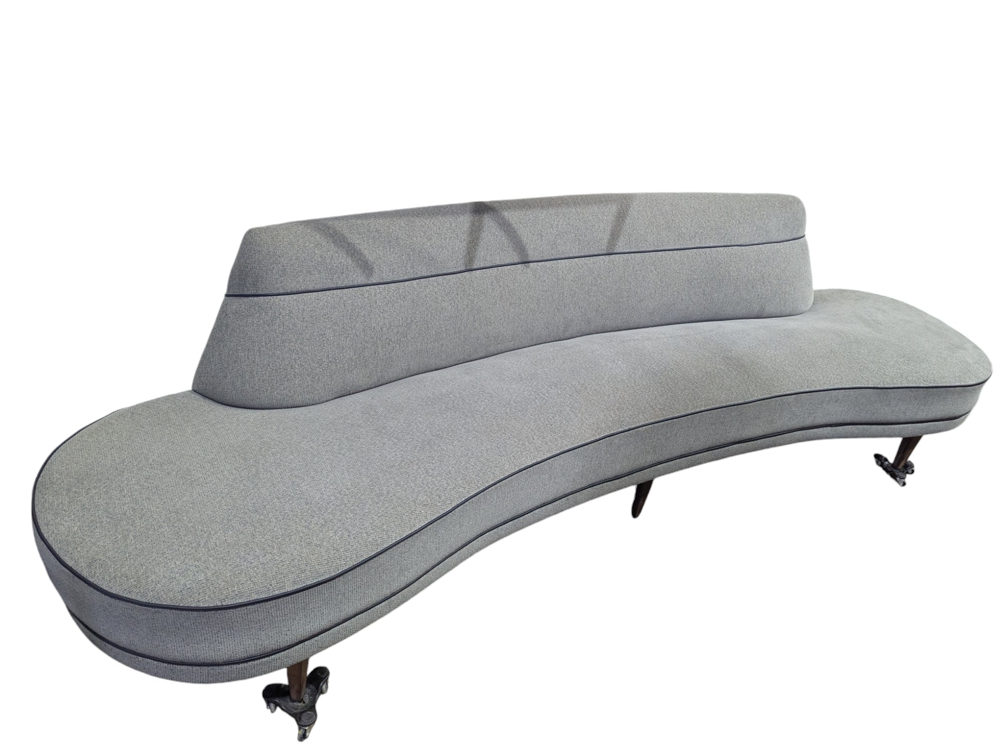 Authentic Rudowski couch 3m long curved 1960s original grey tweed fabr ...