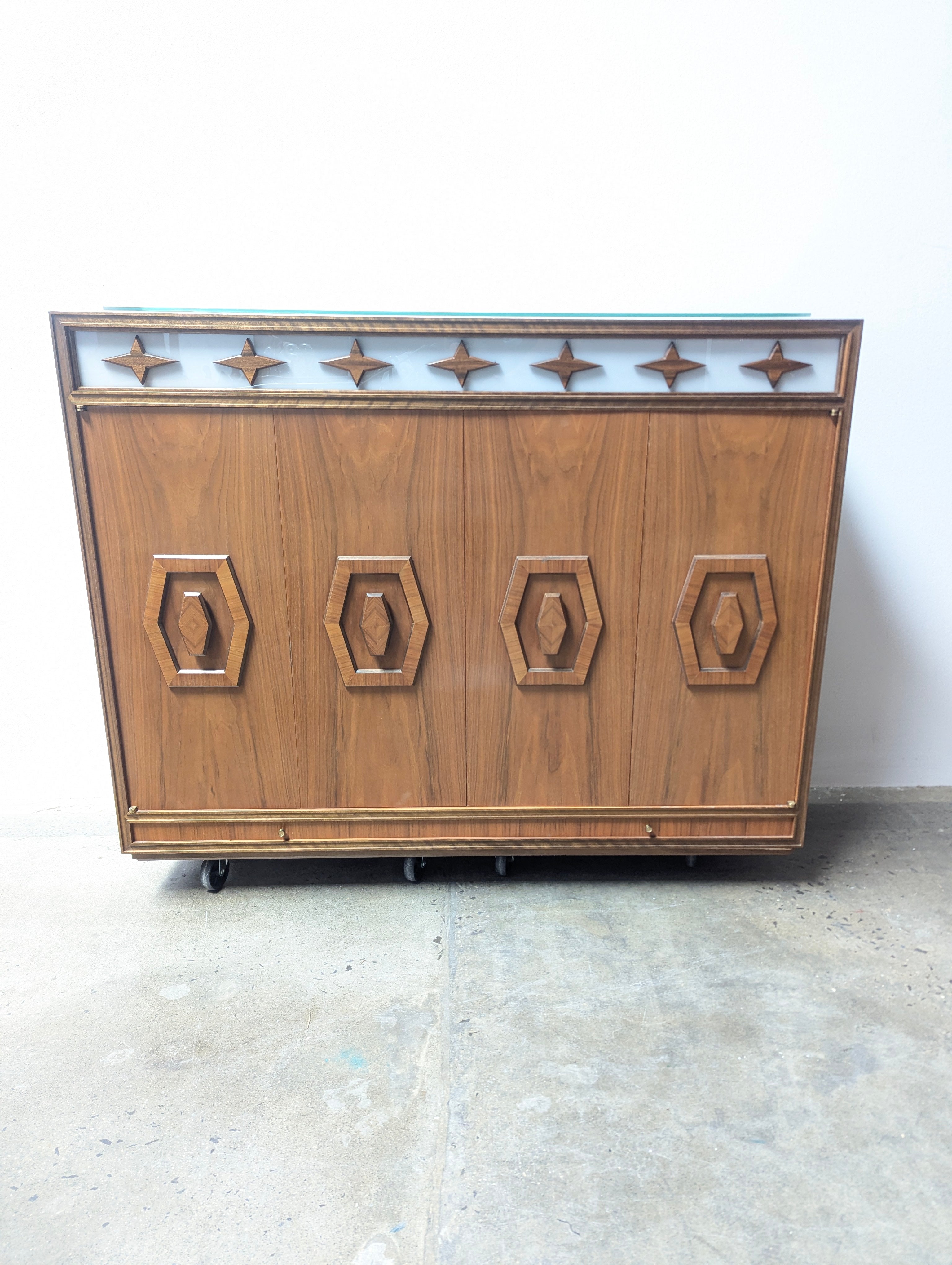 Australian MCM bespoke 2 door wall unit drinks cabinet Rudowski star ...