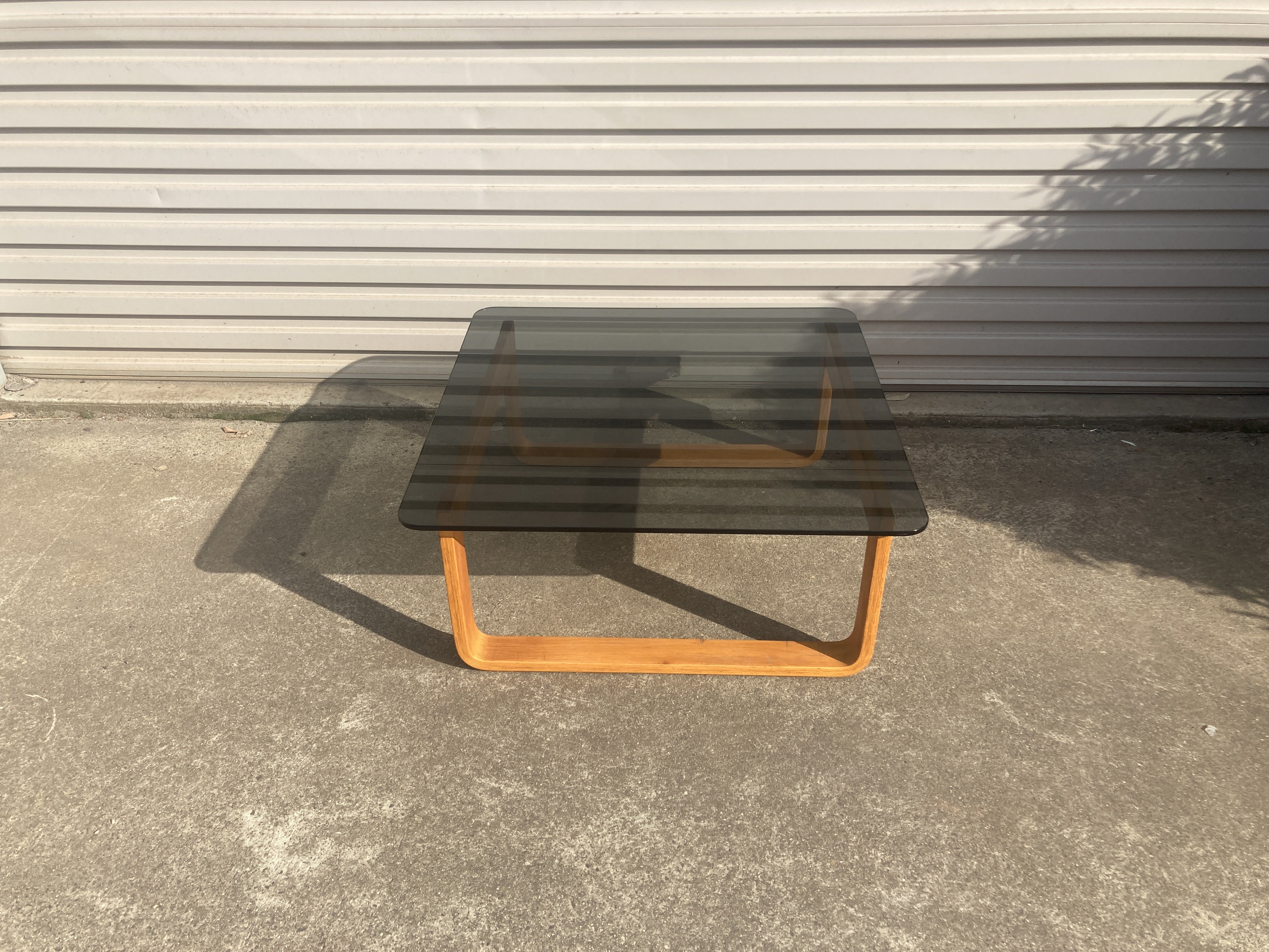 Tessa Coffee table smoke glass teak original MCM restored CT4/S Fred L ...