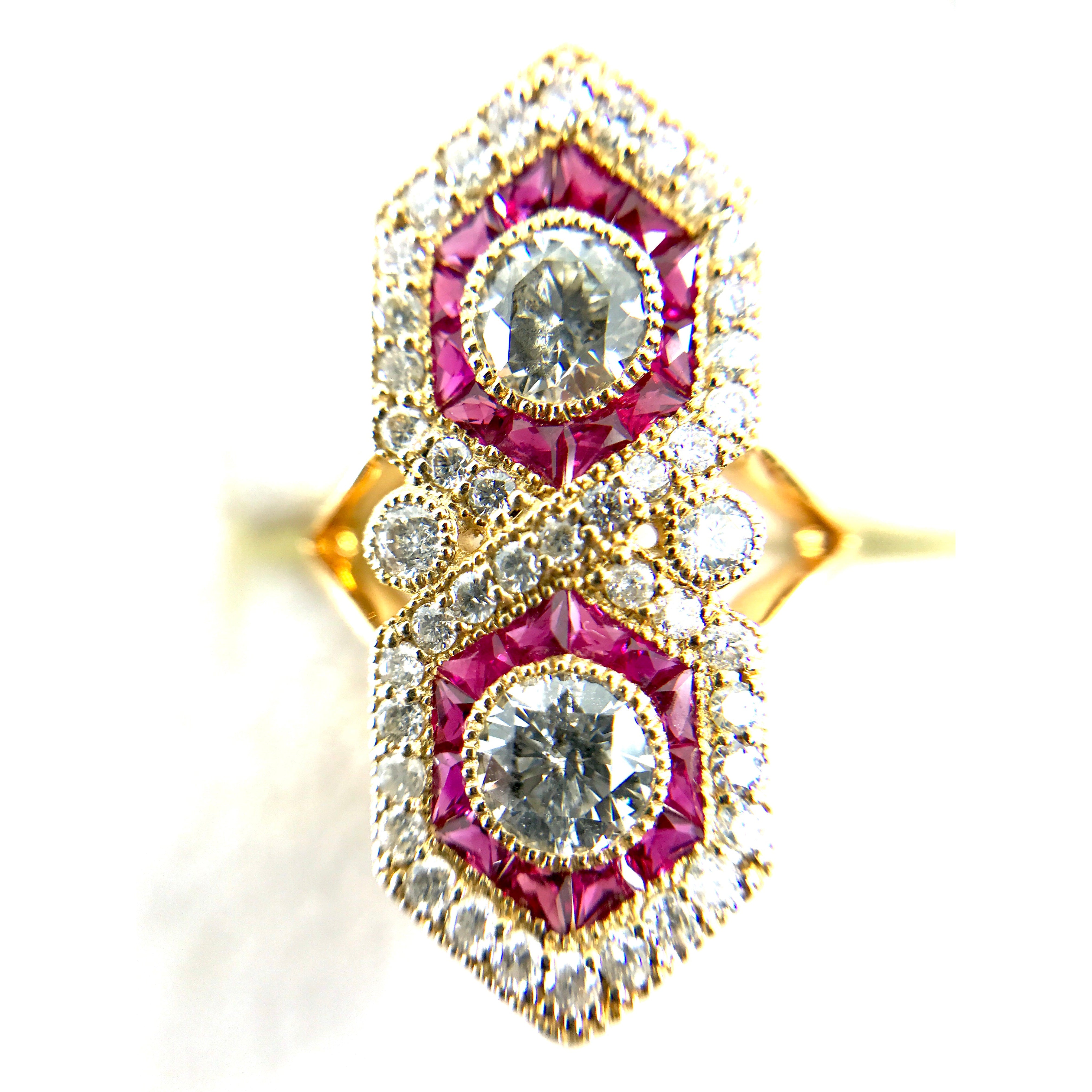 14ct yellow gold ruby diamond ring round brilliant cut evaluation $12k ...
