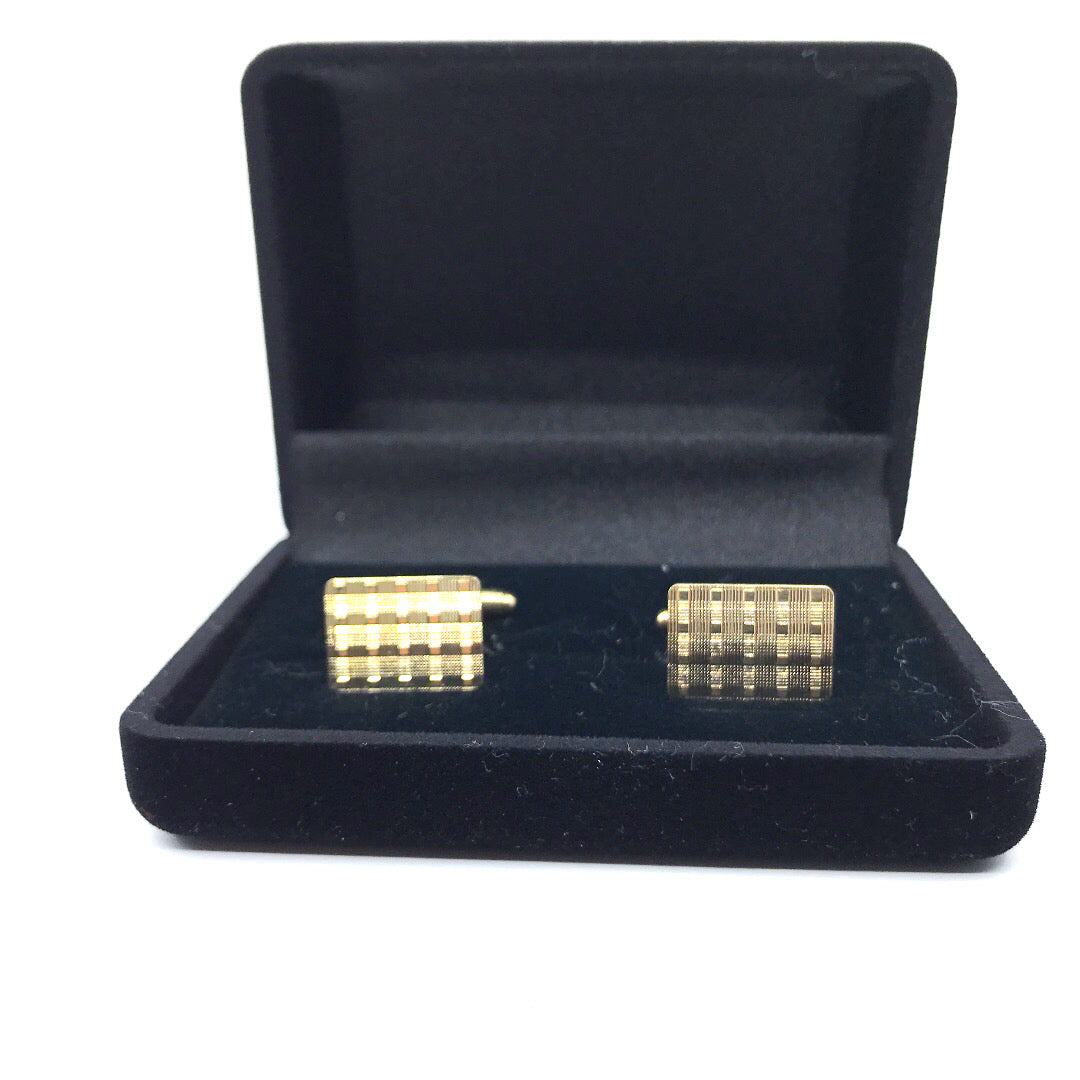 9ct Gold solid cufflinks octagonal diamond cut pattern face West Germa ...